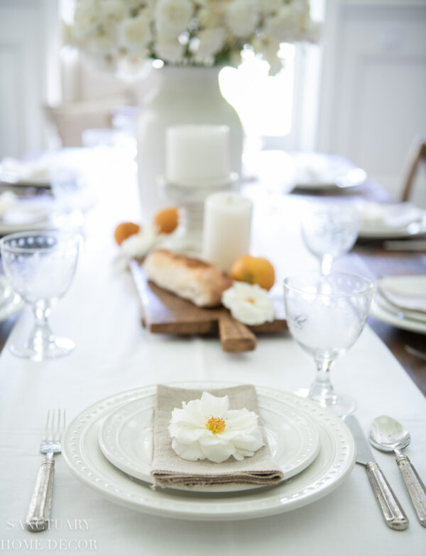 Summer Dining Room Update: A Fresh White Table Setting - Sanctuary Home ...