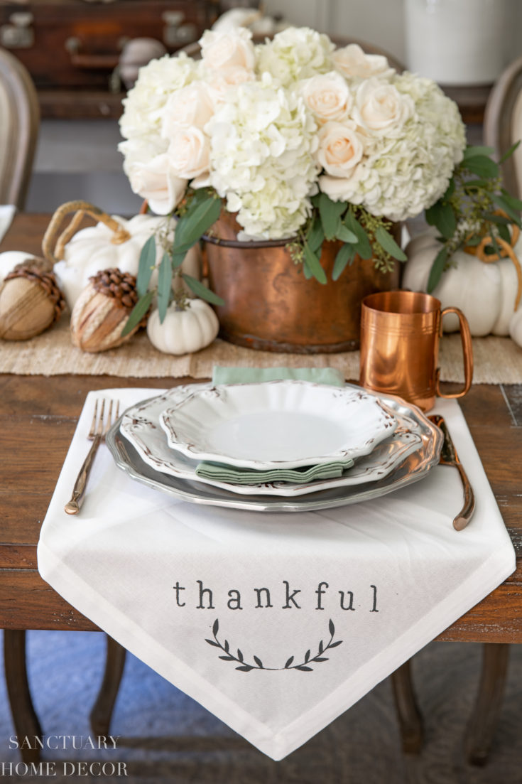Traditional Thanksgiving Table With Copper and White Accents ...
