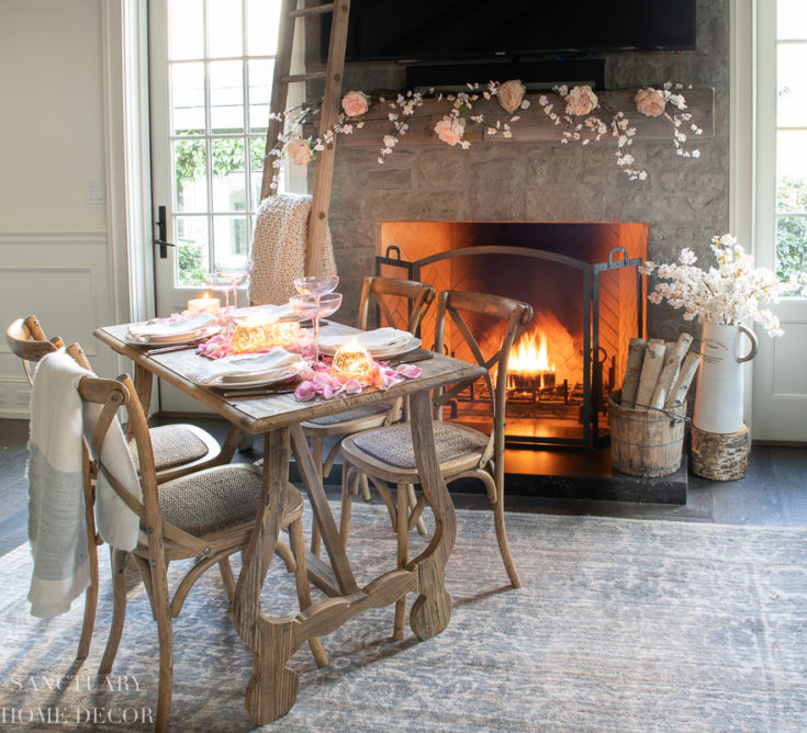 Romantic Fireside Valentine's Day Table Setting - Sanctuary Home Decor