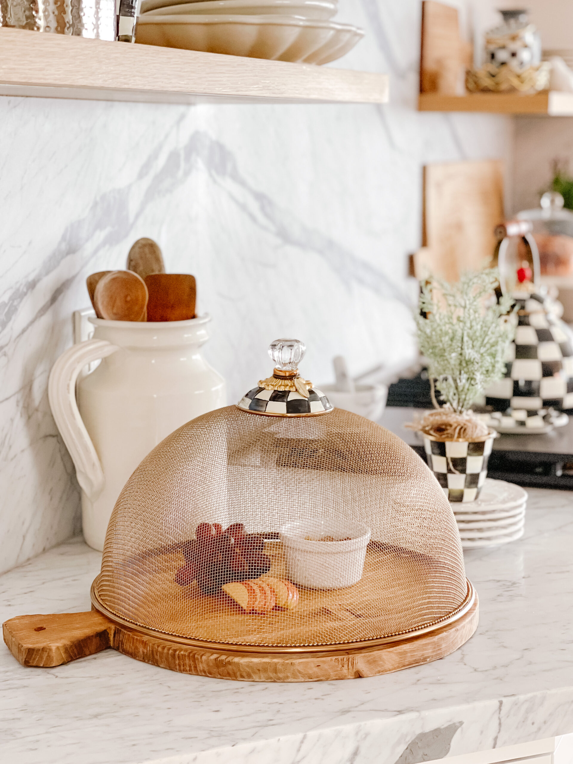 The Easiest Way To Style Open Kitchen Shelves - Sanctuary Home Decor